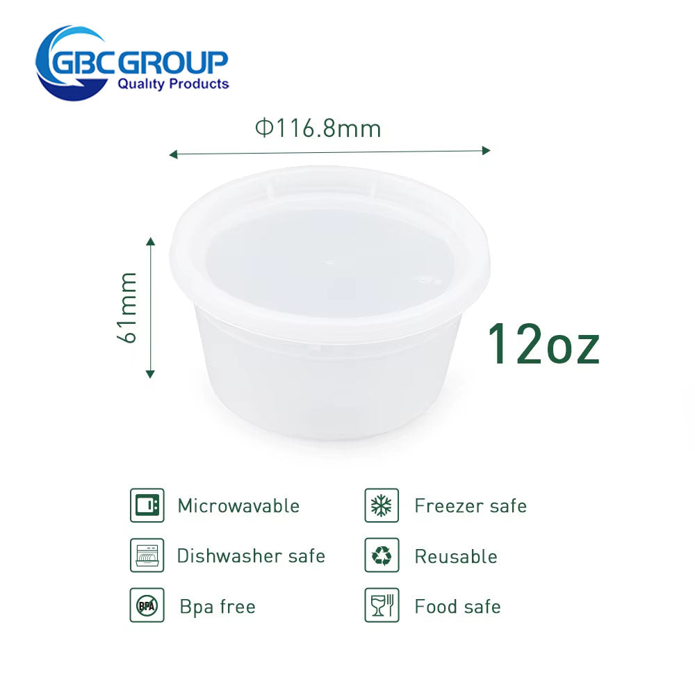 DS-12 12 oz. Microwavable Clear Plastic Deli Container and Lid Combo P ...