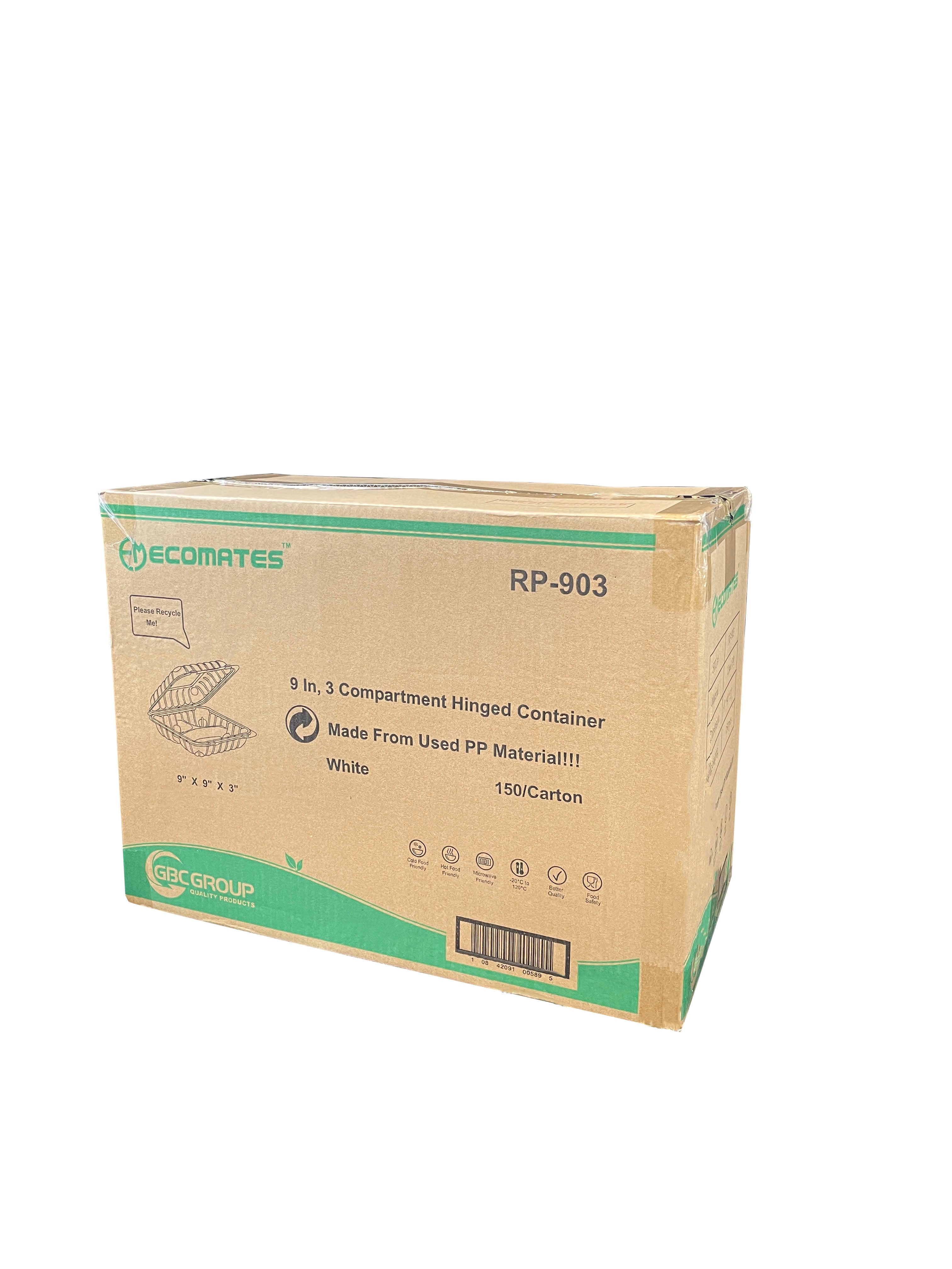 RP-903 9" Large, 3 Compartment Hinged Contianer-150/Case – GBC GROUP